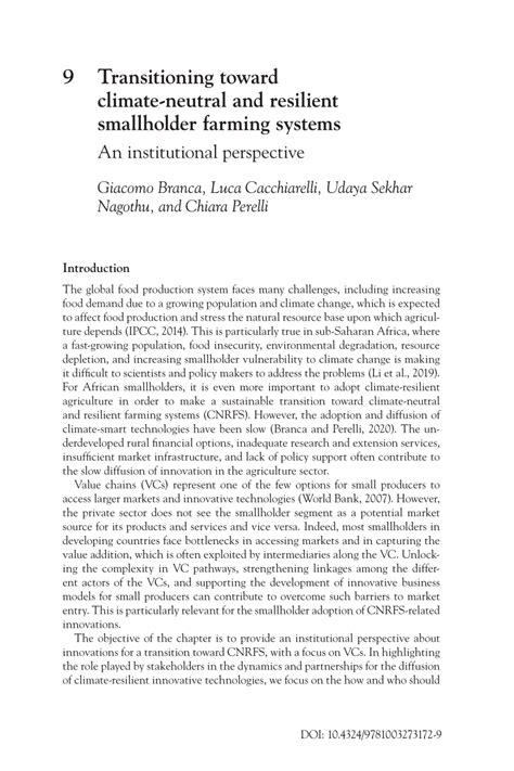 Pdf Transitioning Toward Climate Neutral And Resilient Smallholder Farming Systems