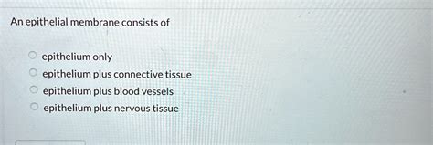 An Epithelial Membrane Consists Of O Epithelium Only Epithelium Plus