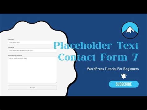 WP Design HOW TO ADD PLACEHOLDER TEXT IN CONTACT FORM 7