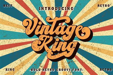 Vintage King Retro Groovy Font Vintage Font Groovy Font Etsy Groovy