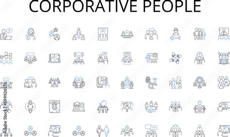 Corporative People Line Icons Collection Valuation Assessment