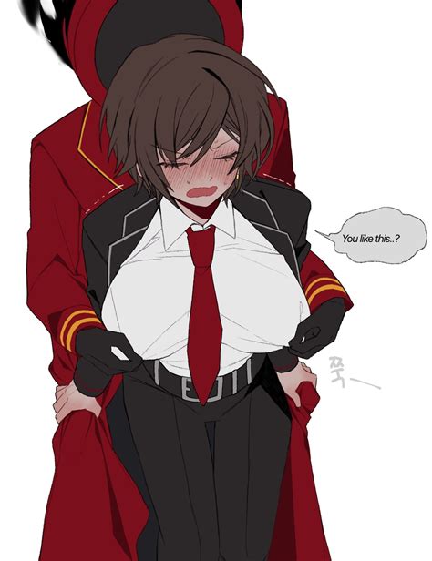 Rule 34 Blush Breast Grab Clothed Dante Limbus Company Embarrassed Fondling Large Breasts