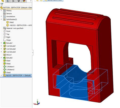 Using The Solidworks Indent Feature Instead Of Combinesubtract