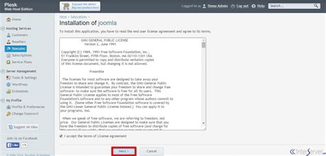 install joomla from plesk hostway help center