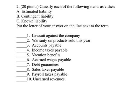 Solved 2 20 Points Classify Each Of The Follo Solutioninn