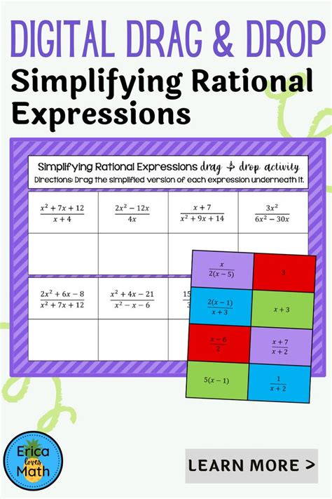 Simplifying Rational Expressions Digital Activity Drag And Drop
