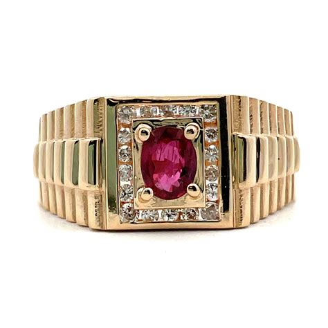 14k Y Gold Diamond Ap 14tw Aa Ruby Ap 60ct Rolex Style Ring Size 1325
