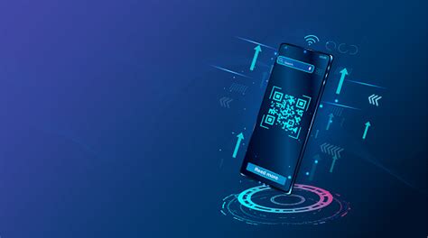 Qr 코드 확인의 개념입니다 휴대 전화는 Qr 코드를 읽습니다 스마트 폰 화면에 바코드 디지털 기술과 바코드의 개념 스마트폰에서 Qr 코드를 스캔합니다 벡터 Qr코드에 대한