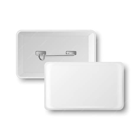 Premium Vector Vector 3d Realistic Rectangular White Metal Plastic Blank Empty Button Badge