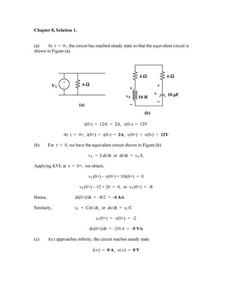 Chapter 8 Alexander`s Fundamentals Of Electric Circuits Ch8 Solution