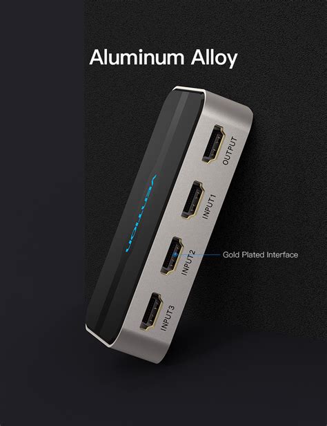 Vention HDMI Splitter 3 Input To 1 Output 4K 30HZ Switcher For Laptop Gamebox TV Monitor