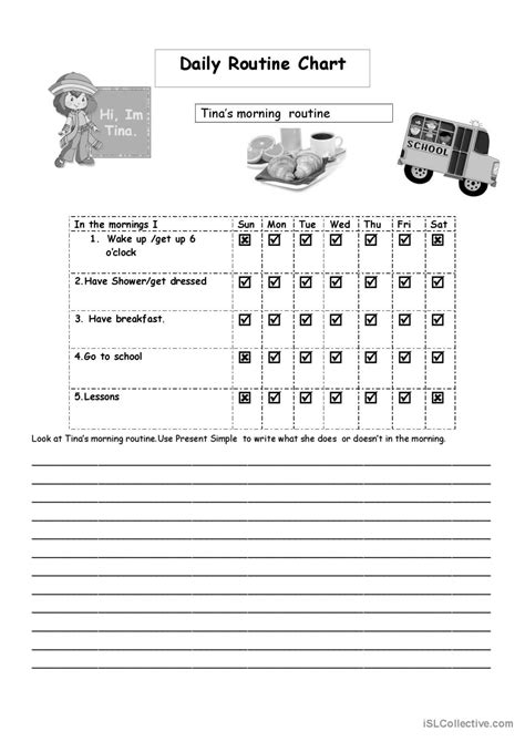 Daily Routine Chart Discussion Star English Esl Worksheets Pdf And Doc