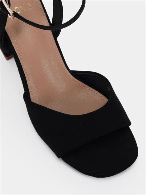 Buy Novo Black Wide Fit Lydia Block Heel Ankle Strap Sandals From The