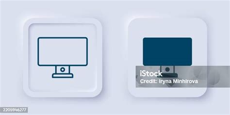 채워지고 윤곽이 잡힌 컴퓨터 모니터 아이콘은 회색 배경에 분리되어 있습니다 Pc 구성 요소 기호 사각형 버튼 벡터 0명에 대한 스톡 벡터 아트 및 기타 이미지 Istock
