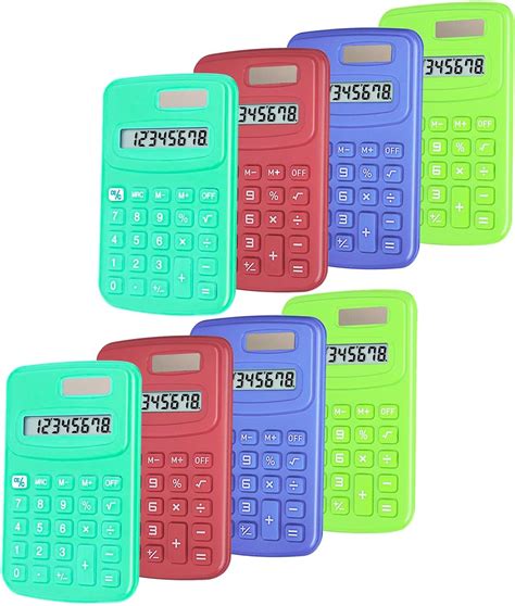 Basic Calculator 8 Digit Silicone Button Desktop Calculator 4 Colors Set Of 8