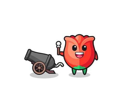 premium vector cute rose shoot using cannon