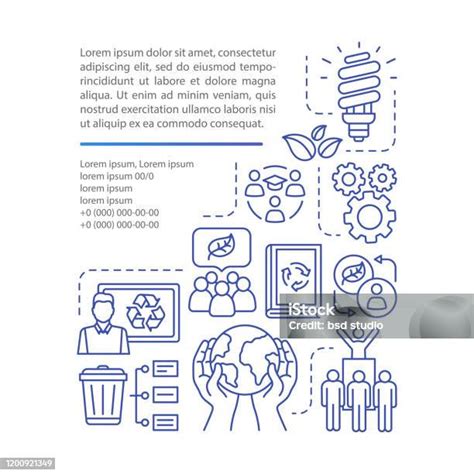 제로 폐기물 라이프 스타일 기사 페이지 벡터 템플릿입니다 브로셔 잡지 선형 아이콘과 텍스트 상자소책자 디자인 요소 폐기물 관리 인쇄 디자인 텍스트 공간이 있는 개념 그림