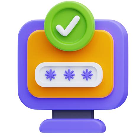 D Rendering Of Verified Password Cyber Security Icon Illustration PNG