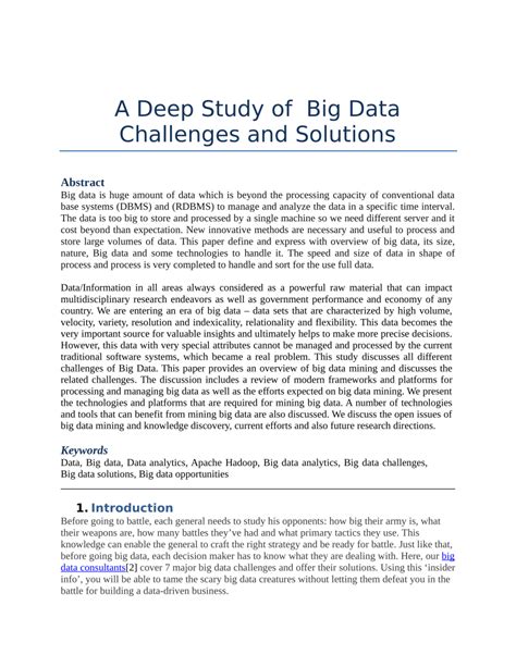 PDF Big Data Challenges And Solutions Final