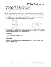 3 1 1 A SequentialLogic D FlipFlops JK FlipFlops Docx Activity 3 1 1 Sequential Logic D Flip