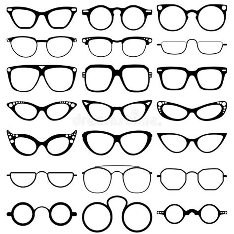 Glasses Model Icons Man Women Frames Sunglasses Eyeglasses On White