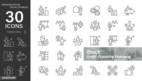 조직 개발 라인 벡터 아이콘 세트 벽지 완벽한 픽셀 편집 가능한 스트로크 스톡 일러스트 아이콘 기호 비즈니스 사람들 초상화 초상화 0명에 대한 스톡 벡터 아트 및 기타