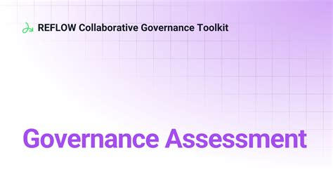 Governance Assessment Reflow Collaborative Governance Toolkit