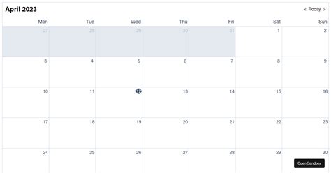 monthly calendar codesandbox
