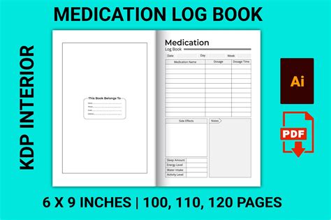 Medication Log Book Kdp Interior Graphic By Blackcatarea · Creative