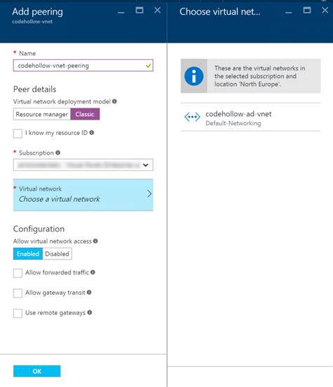 Azure Vnet Peering Connect Two Virtual Networks