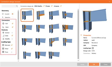connection browser properties parameters and filtering idea statica