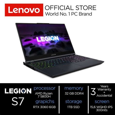 Jual Lenovo Legion S7 15ach6 2wid Amd Ryzen 7 5800h 32gb 1tb Ssd Rtx3060 6gb Wqhd Ips Win11