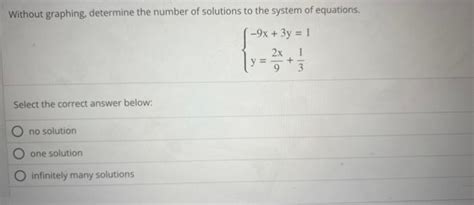 Solved Without Graphing Determine The Number Of Solutions Chegg