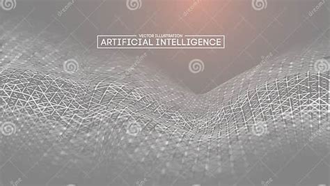 Monochrome Artificial Intelligence With Geometric Wireframes Stock Vector Illustration Of