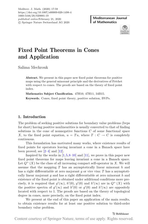Fixed Point Theorems In Cones And Application Request Pdf