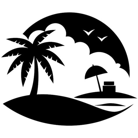 Beach Silhouette Vector Premium Ai Generated Vector