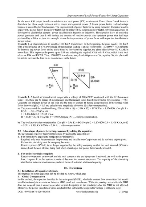 Improvement Of Load Power Factor By Using Capacitor Pdf