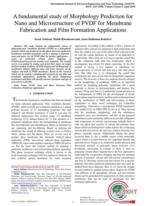 Pdf A Fundamental Study Of Morphology Prediction For Nano And Microstructure Of Pvdf For