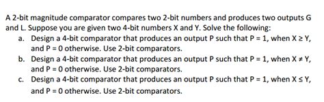Solved A 2 Bit Magnitude Comparator Compares Two 2 Bit Chegg Com