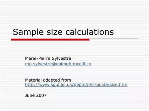 PPT Sample Size Calculations PowerPoint Presentation Free Download ID 1198276
