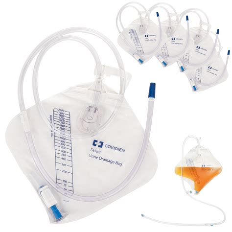 5 Pack Urine Drainage Bags With 18 Extended Tube Anti Reflux Chamber