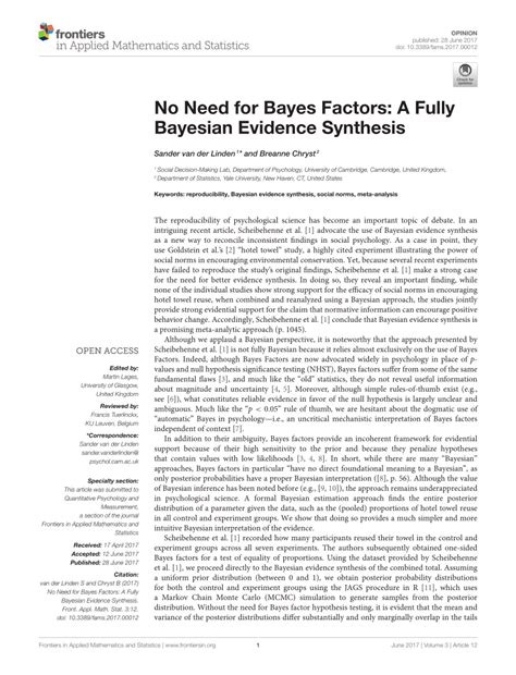Pdf No Need For Bayes Factors A Fully Bayesian Evidence Synthesis