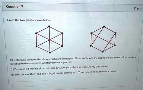 SOLVED Question Pts Given The Two Graphs Shown Below Ane Isomorphic Either Justify Why The