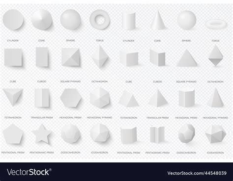Realistic White Basic 3d Shapes In Top And Front Vector Image