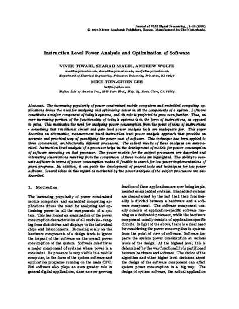 pdf instruction level power analysis and optimization of software