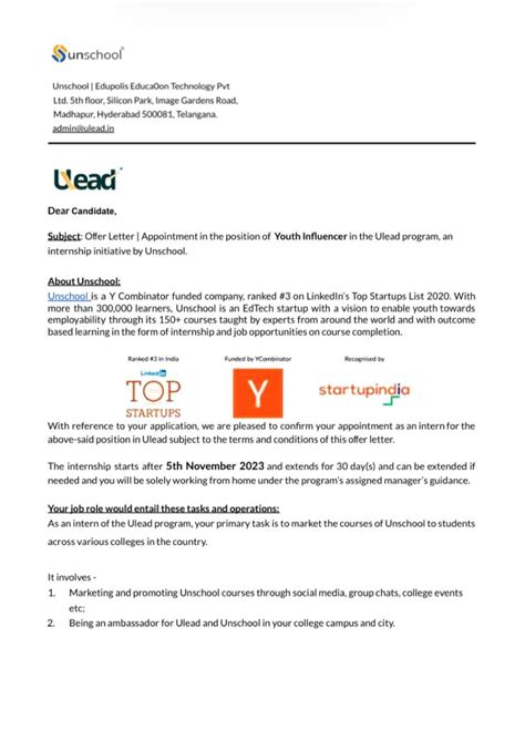 Manoj Kumar Mm On Linkedin Unschooling Offerletter