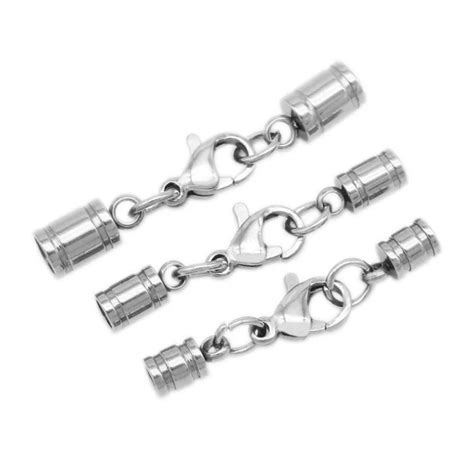 5 개몫 스테인레스 스틸 목걸이 술 라운드 가죽 코드 크림 엔드 캡 랍스터 걸쇠 점프 반지 패스너 쥬얼리 만들기보석 재료 And 부속품 Aliexpress