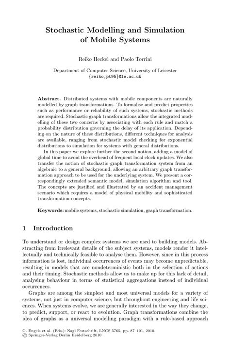 Pdf Stochastic Modelling And Simulation Of Mobile Systems