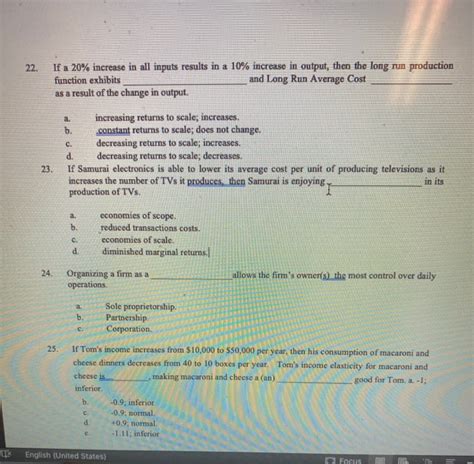 Solved 22 If A 20 Increase In All Inputs Results In A 10 Chegg Com