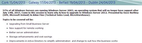 Ireland Events Windows Server 2012 Why Upgrade” Aidan Finn It Pro